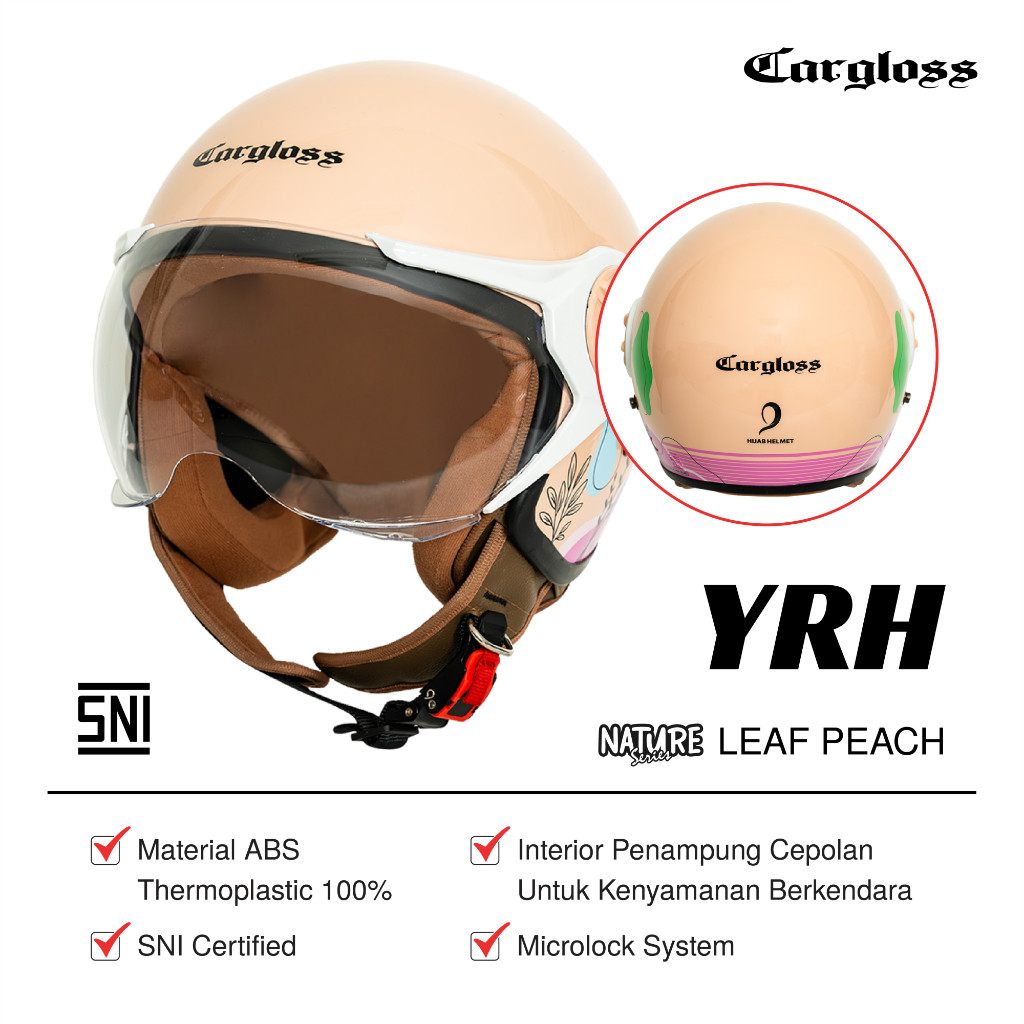 Jual Cargloss YRH Hijab Graphic Retro Helm Half Face - Leaf Peach | Shopee Indonesia