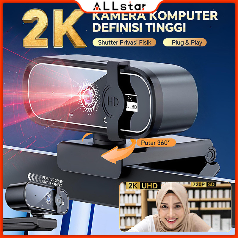 Jual 2K Webcam Laptop USB Kamera PC Full HD With Mic Live Streming ...