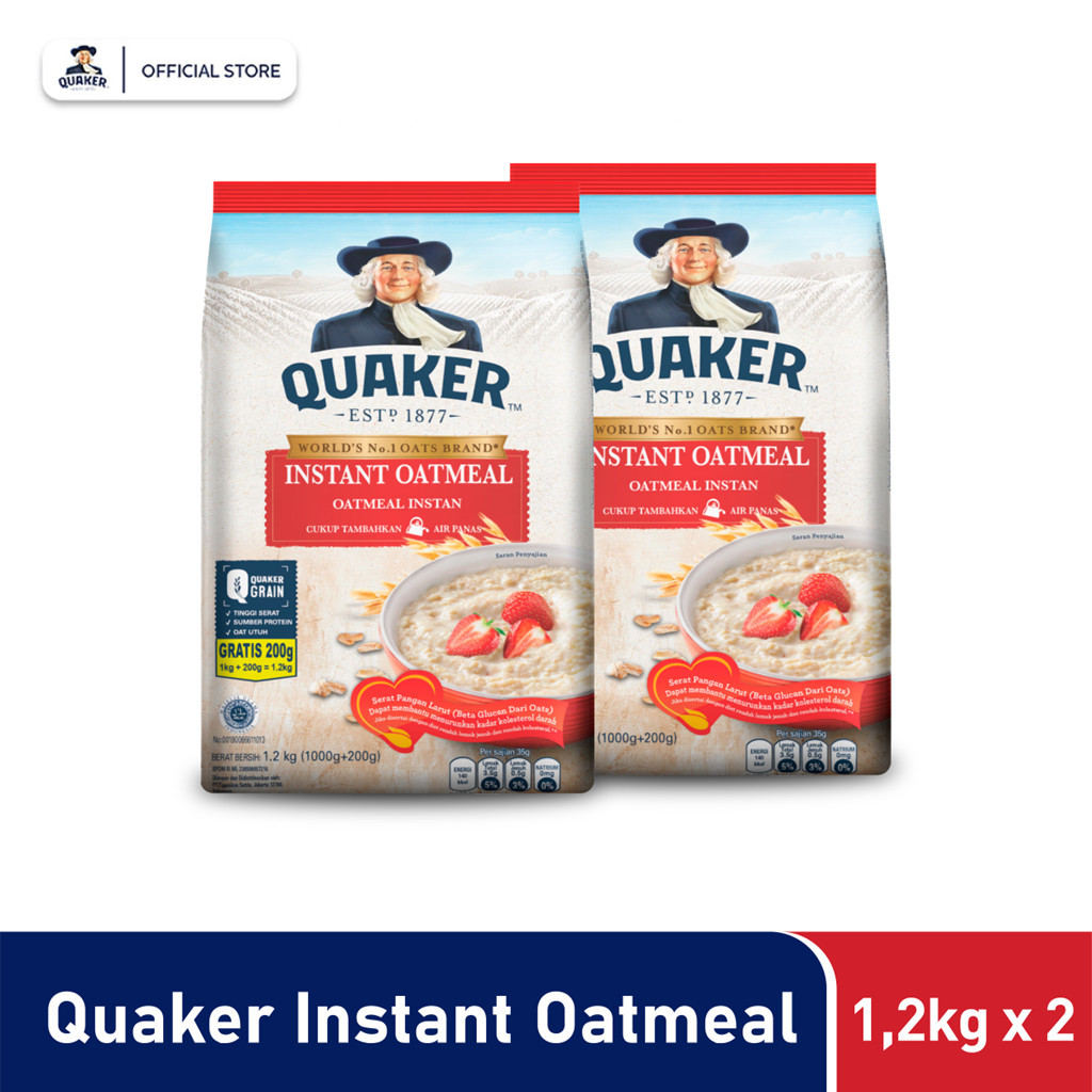 Jual Quaker Instant Oatmeal 1200 Gr Twin Pack - Tinggi Serat & Beta ...