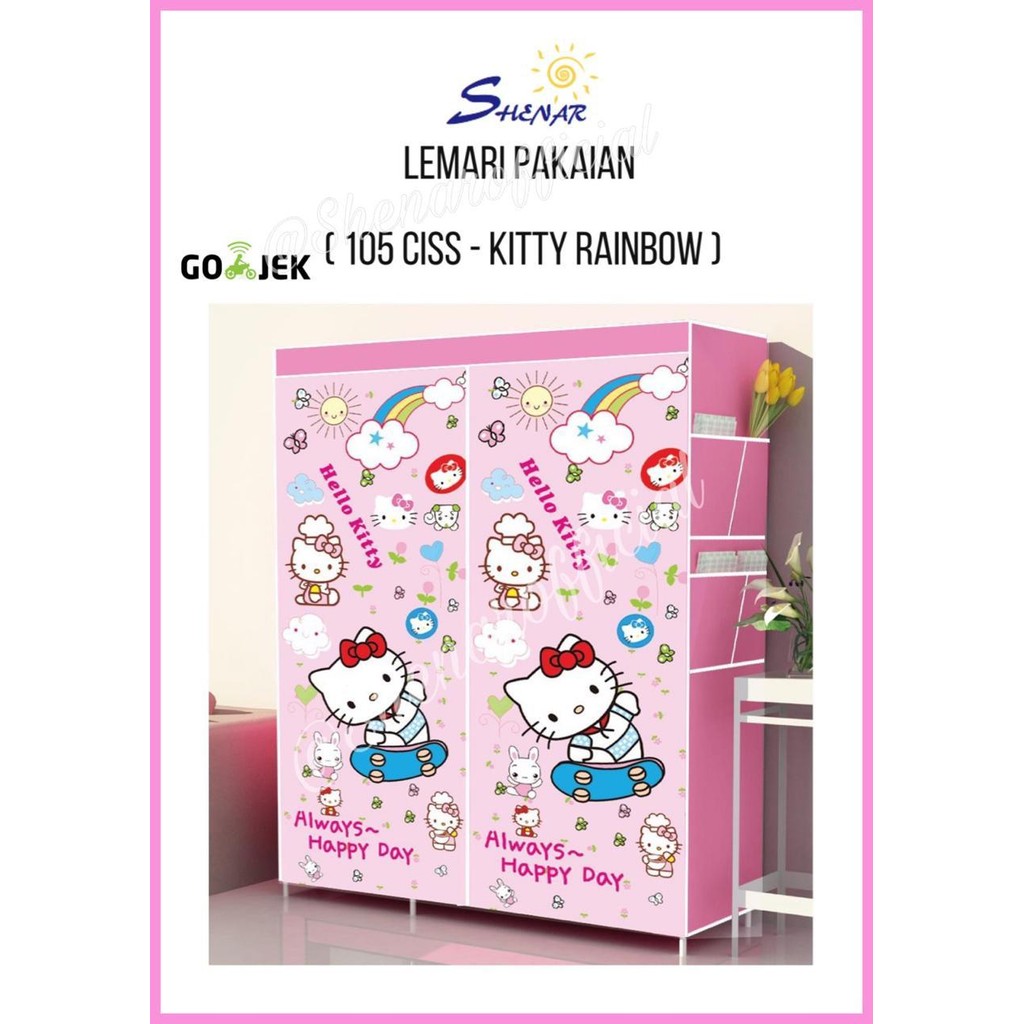 Jual Lemari Pakaian 2 Sisi Karakter Hello Kitty / Lemari Baju Portable ...
