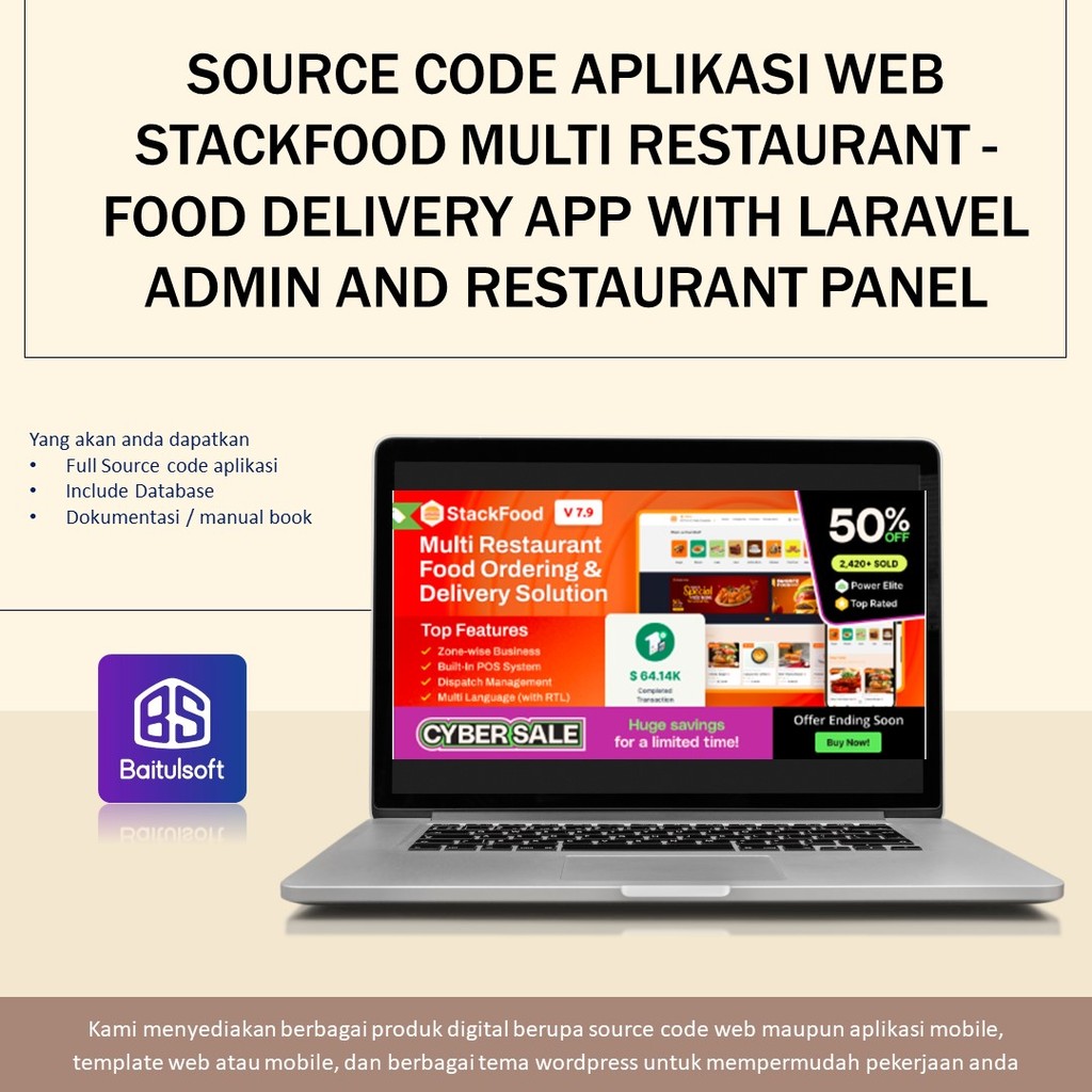 Jual SOURCE CODE APLIKASI WEB STACKFOOD MULTI RESTAURANT - FOOD DELIVERY APP WITH LARAVEL ADMIN ...