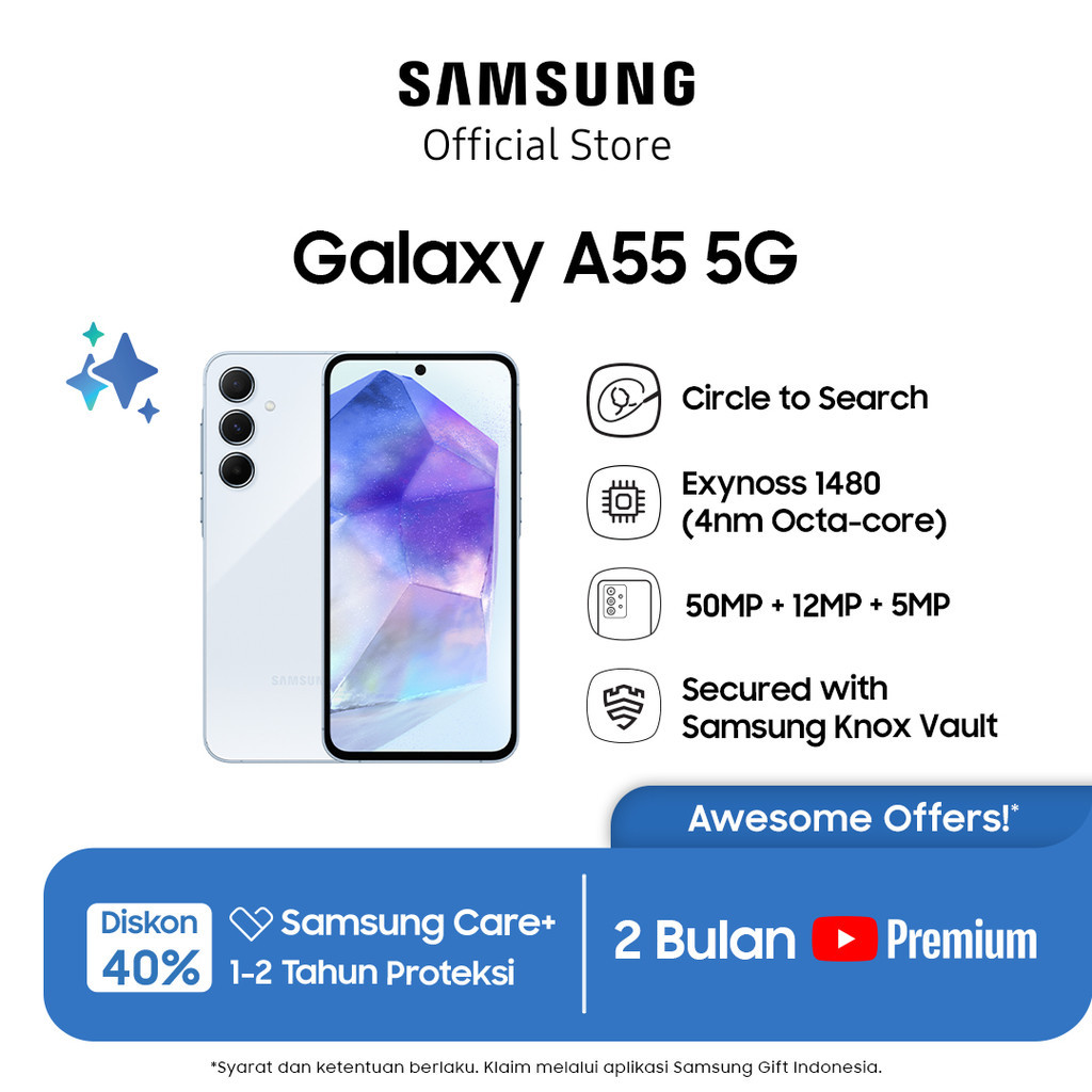 Jual Samsung Galaxy A55 5G 12/256GB - Awesome Ice Blue | Shopee Indonesia