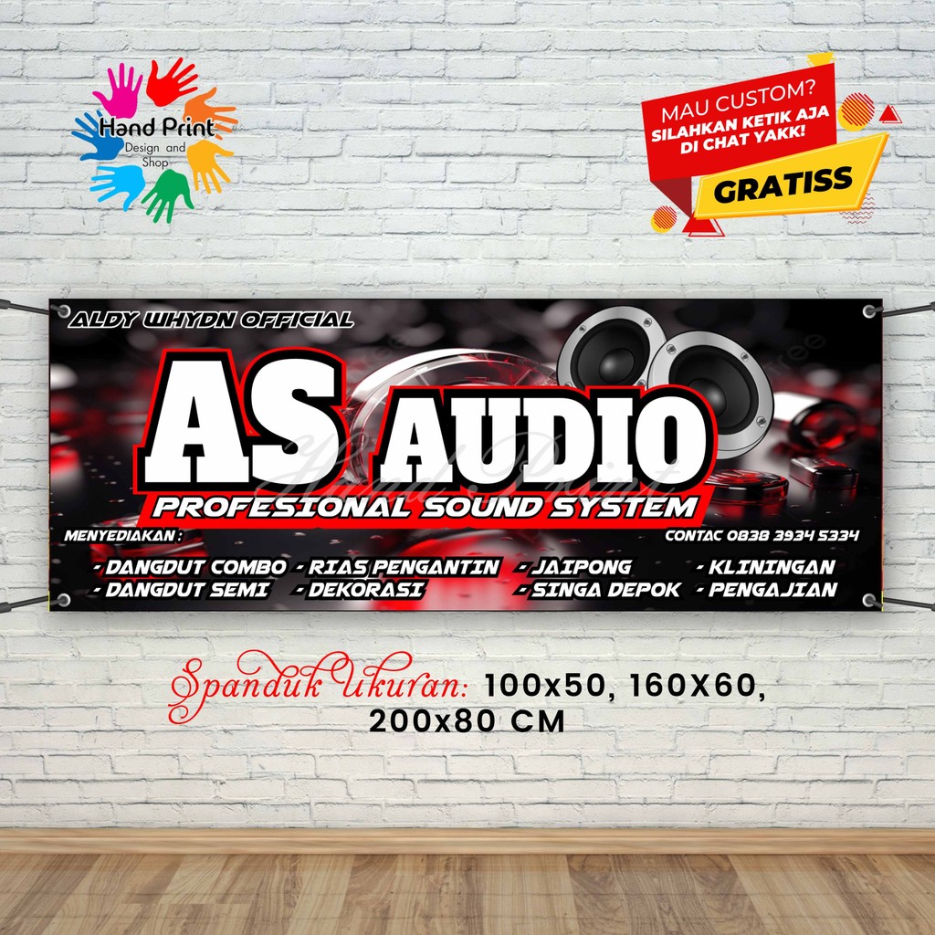 Jual Cetak Spanduk Banner Audio Sound System Hitam MMT Spanduk Custom ...
