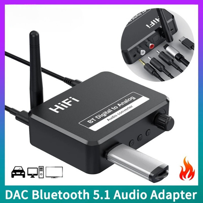 Jual DAC Bluetooth 5.1 Audio Receiver Digital to Analog Converter 3.5mm ...
