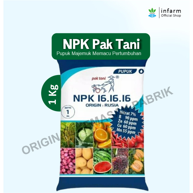 Jual INFARM - Pupuk NPK Mutiara 16 16 16 1 KG Pupuk Mutiara NPK Pak Tani 16 16 16 | Shopee Indonesia