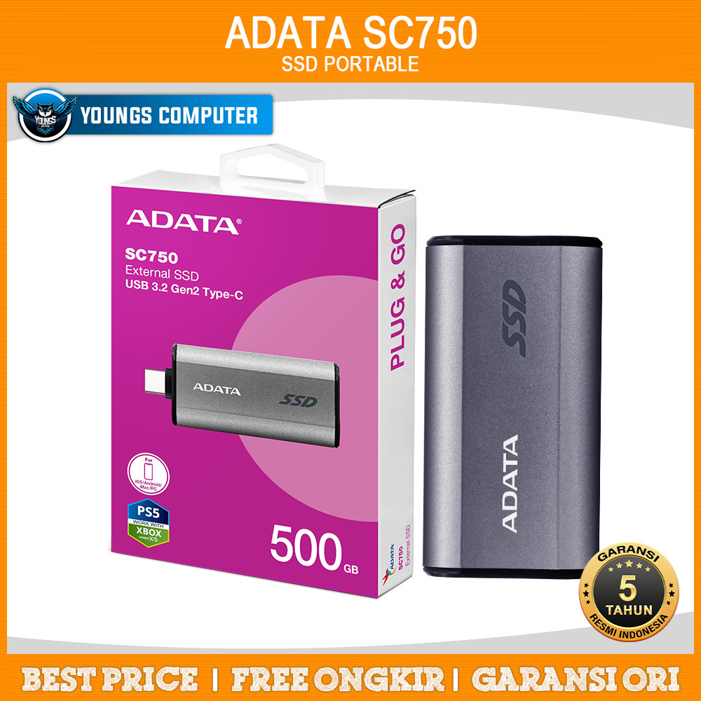 Jual SSD External ADATA SC750 500GB 1TB 2TB SSD Portable USB-C 1050/1000Mbps | Shopee Indonesia