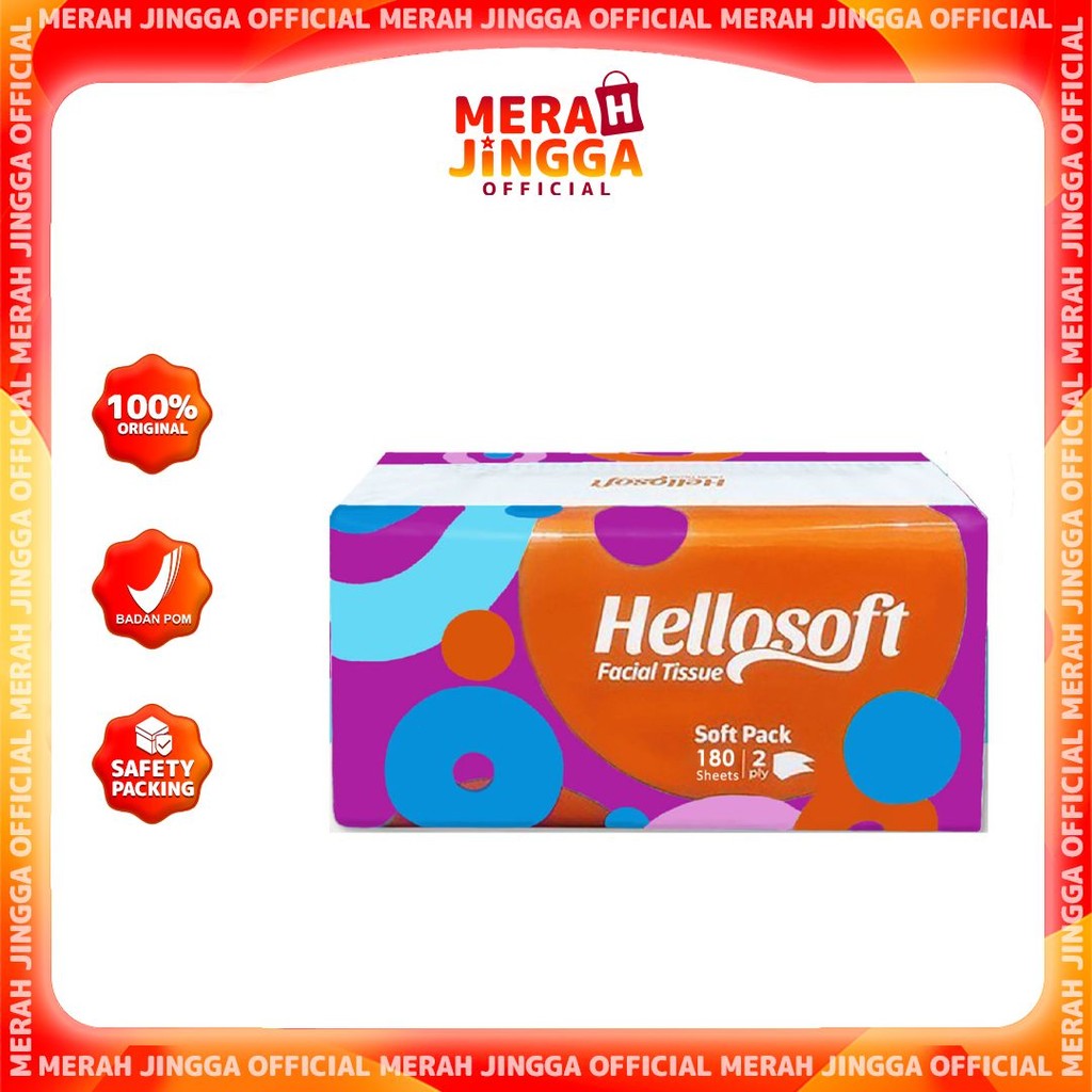 Jual Hellosoft Tissue Wajah 180's| Merah Jingga Official | Shopee Indonesia