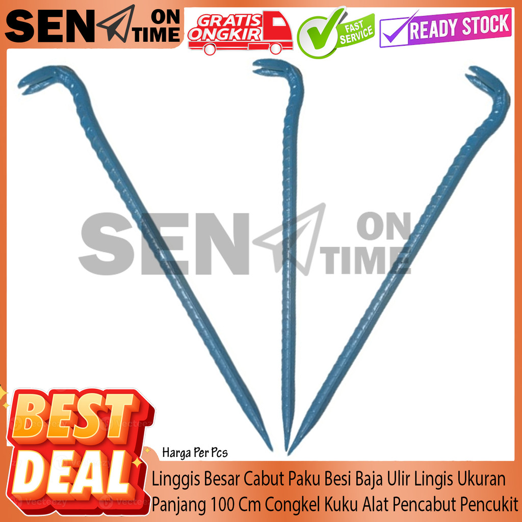Jual Linggis Besar Cabut Paku Besi Baja Ulir Lingis Ukuran Panjang 100 ...