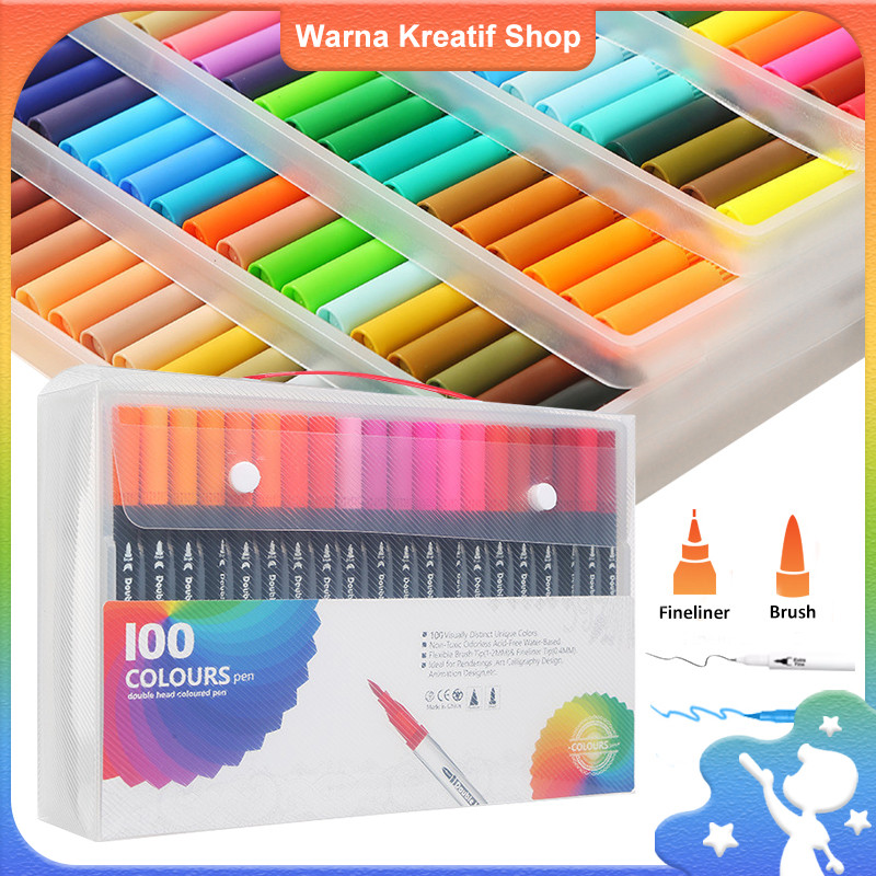 Jual 【Warna Kreatif】1 Tips/2 Tips 24/36/48/60/100 Spidol Warna Set ...