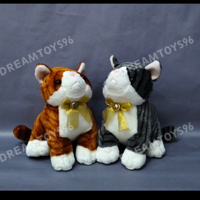 Jual Boneka Kucing Lucu Animal Cat Pita Print With Bell Ukuran L ...