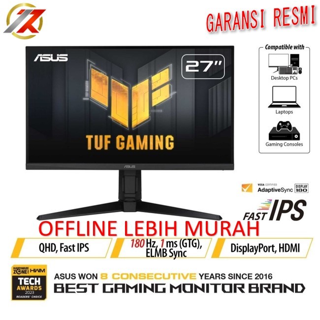 Jual ASUS TUF GAMING VG27AQ3A 27" 27 INCH QHD 2K IPS 130% sRGB 180Hz G ...