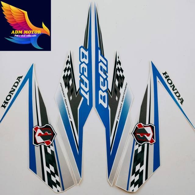 Jual striping honda beat fi esp 2018 2019 biru putih stiker list motor ...