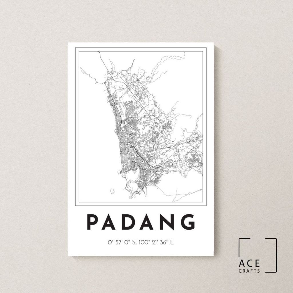 Jual Padang Indonesia City Map hiasan dinding ruangan custom city map ...