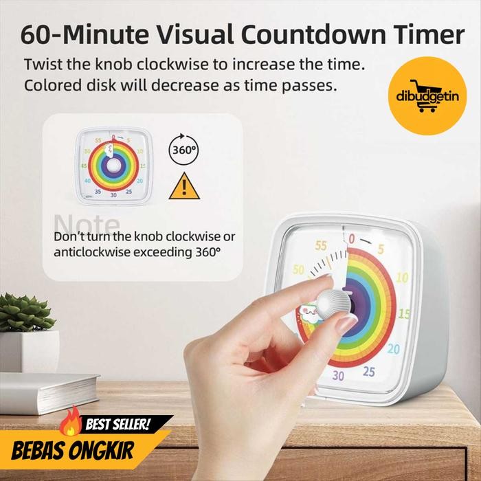 Jual Timer Belajar Visual Rainbow Countdown 60 Minutes - Yunbaoit VT01 ...