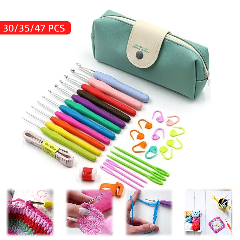 Jual Set Kait Crochet Set Seperangkat Alat Merajut / Sweter Hakpen ...
