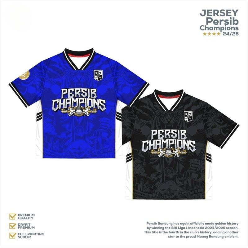 Jual Jersey Persib Champions Back2Back Dewasa Anak Kerah V-neck Jersey ...