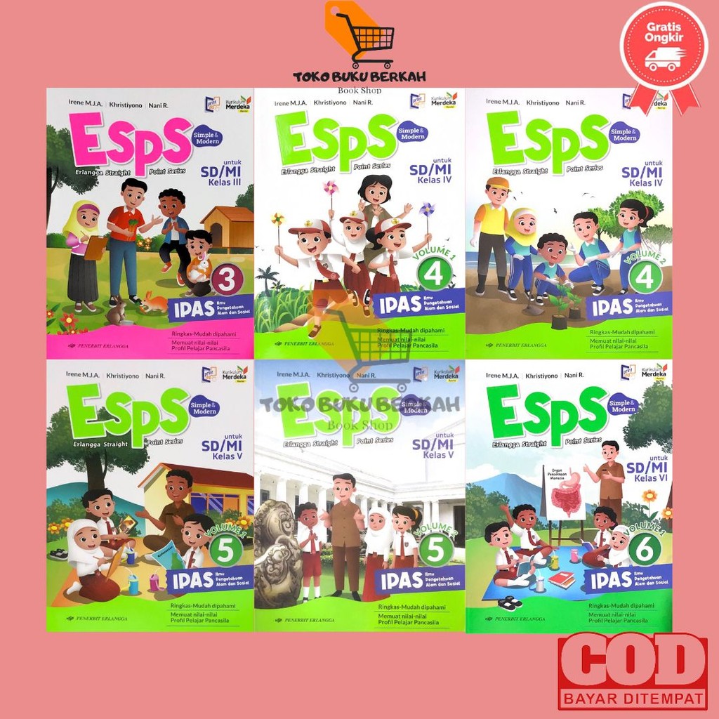 Jual Kurikulum Merdeka Buku ESPS IPAS Revisi SD/MI Kelas 1 2 3 4 5 6 Penerbit Erlangga - Irene M ...