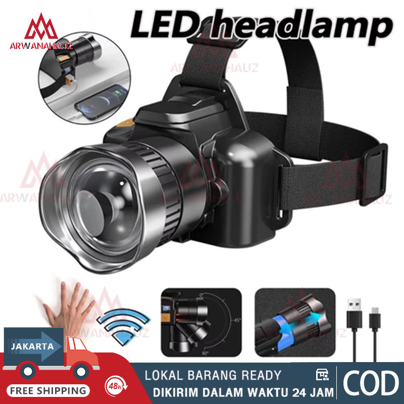 Jual Senter Led Super Terang/MOVTESS T243 Senter Kepala Zoom Paling ...