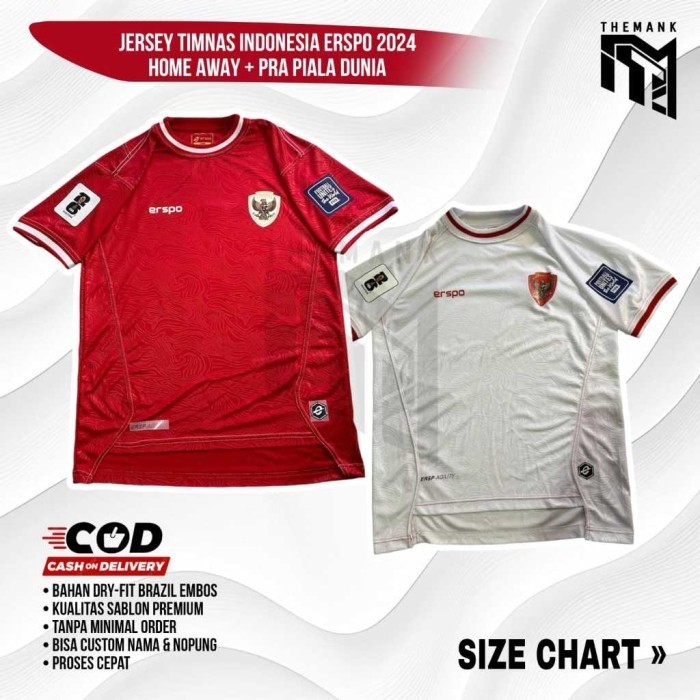 Jual [PRA-PIALA DUNIA] Jersey Timnas Indonesia Erspo 2024 Home Away ...