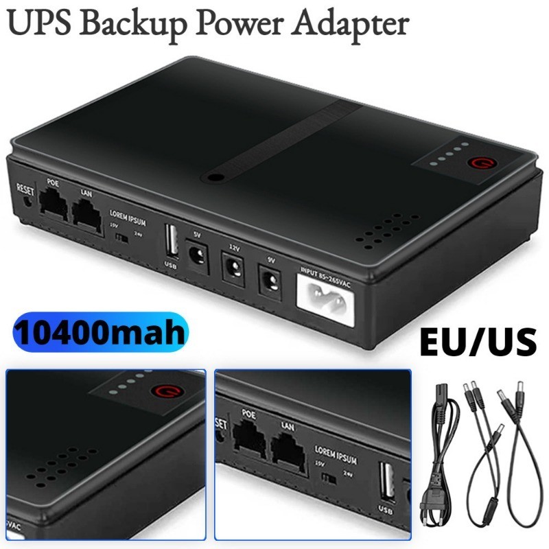 Jual [Ready ya,COD] UPS Backup Power Adapter 10400mAh Large Capacity Mini Portable UPS Router ...