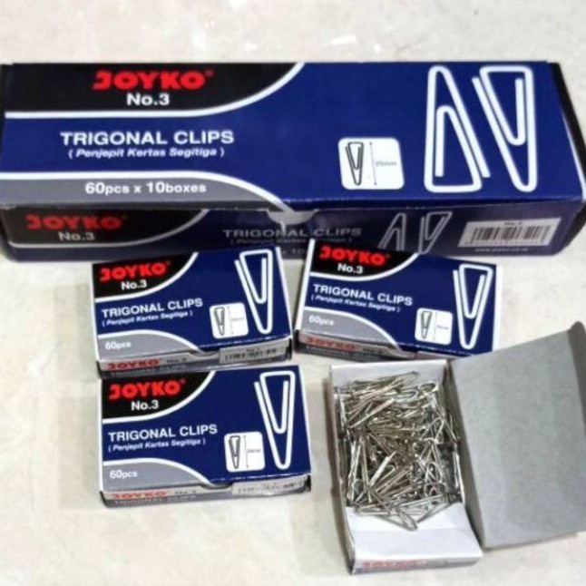 Jual Trigonal Clips / Paper Clip Joyko no 3 - 1 pak isi 10 box | Shopee Indonesia
