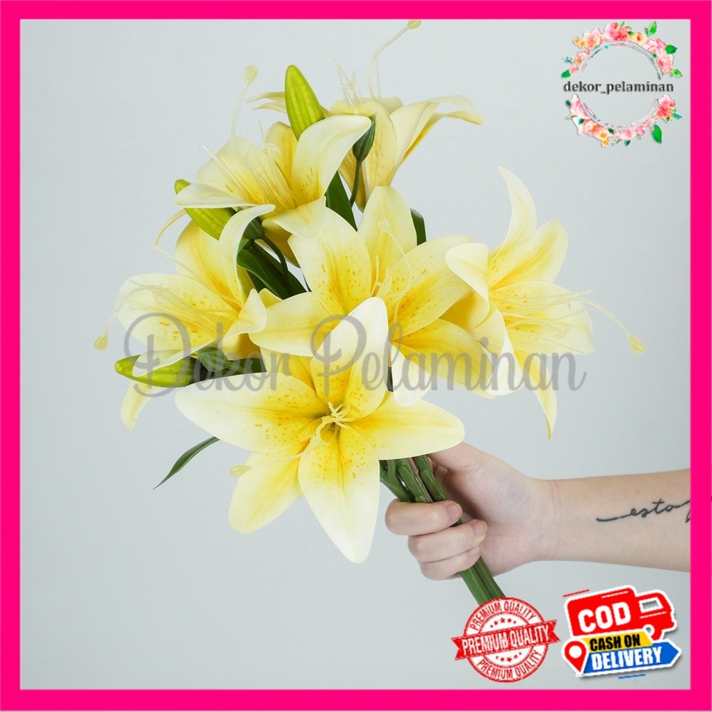 Jual Bunga Lily Latex 2 Cabang Bunga lili Palsu Bahan Lateks Artificial ...