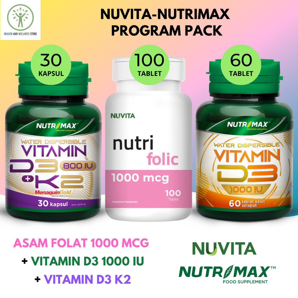 Jual PAKET NUVITA NUTRI FOLIC 1000 MCG 100 TABLET DAN NUTRIMAX VITAMIN ...