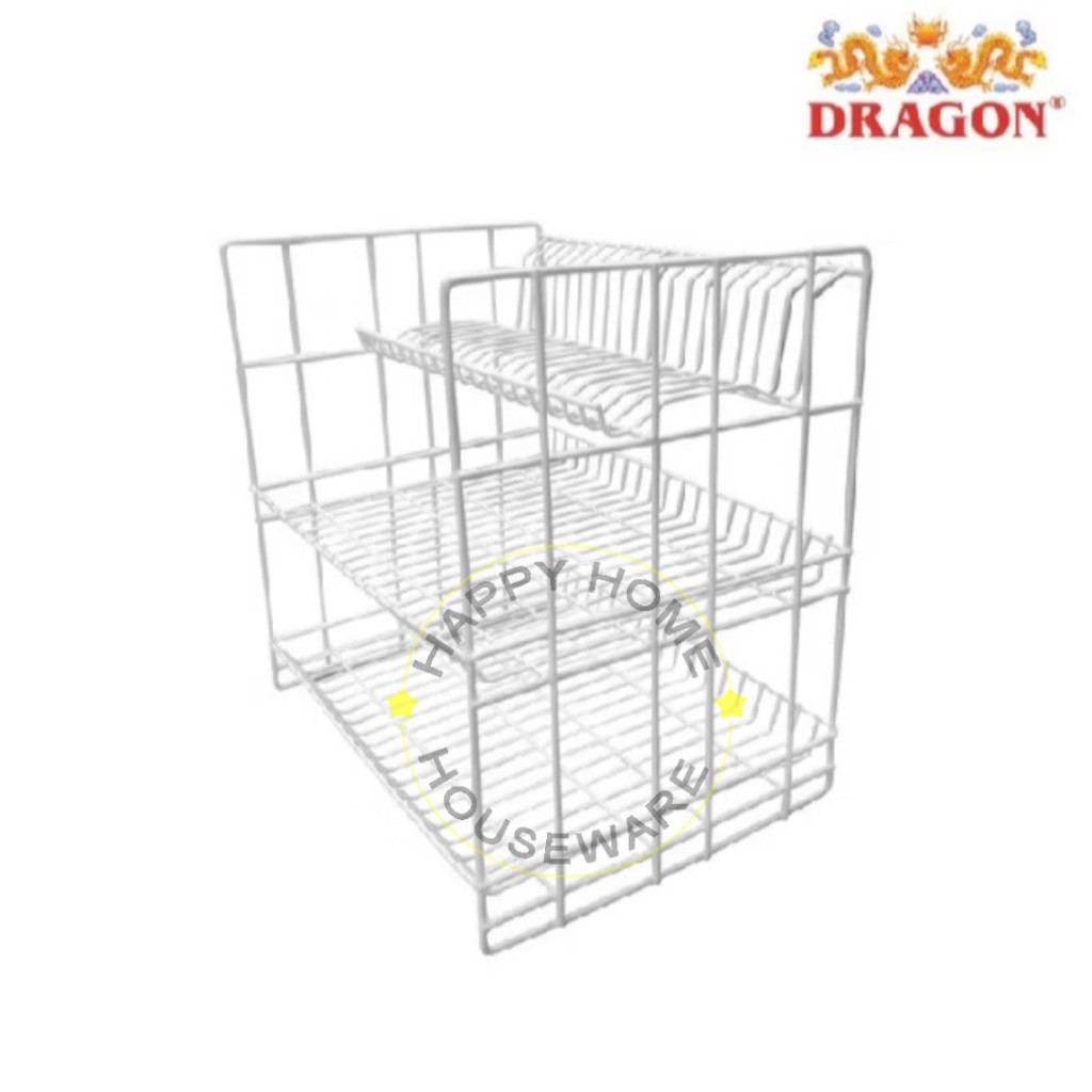 Jual Dragon Rak Piring 3 Susun / Rak Piring 3 Susun Kawat Besi | Shopee ...