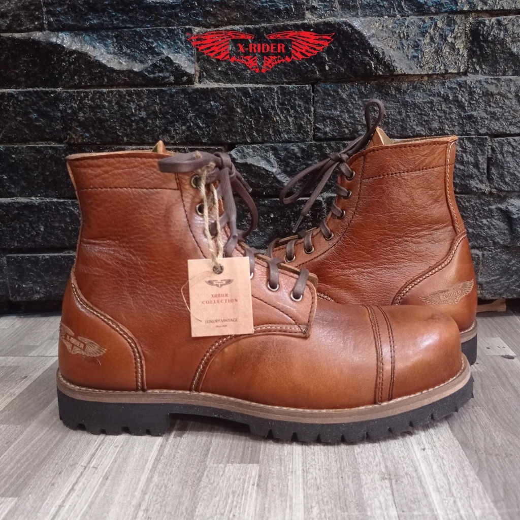 Jual Xrider Safety Leather Boots model RANGER pull up | Shopee Indonesia