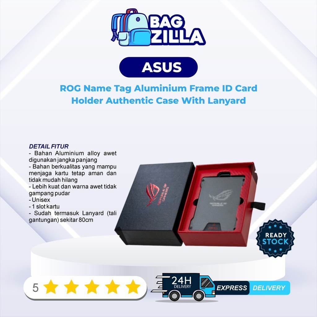 Jual ROG Name Tag Aluminium Frame ID Card Holder Authentic Case With ...