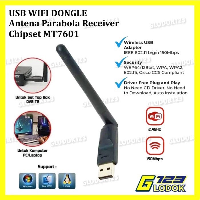 Jual USB Wifi Set Top Box MT7601 Dongle STB Adapter Antena PC Laptop DVB T2 | Shopee Indonesia