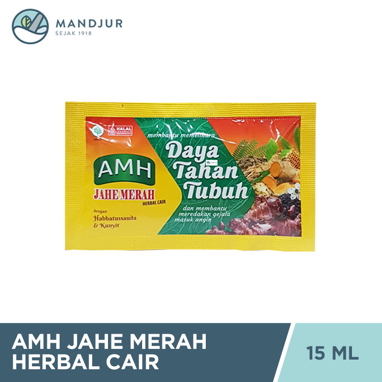 Jual AMH Jahe Merah Herbal Cair Sachet 15 mL - Meredakan Gejala Masuk ...
