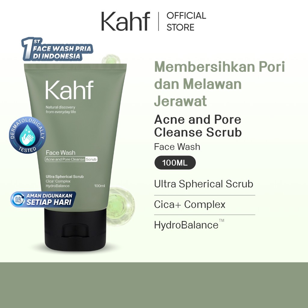 Jual Kahf Face Wash Acne and Pore Cleanse Scrub 100 ml - Sabun Cuci ...