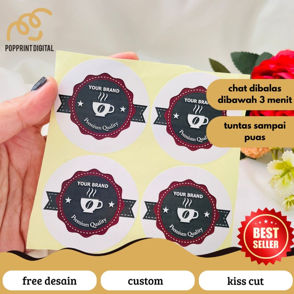 Jual PopPrints 2-4 Cetak Sticker Label Minuman Murah Tema Kopi Stiker ...