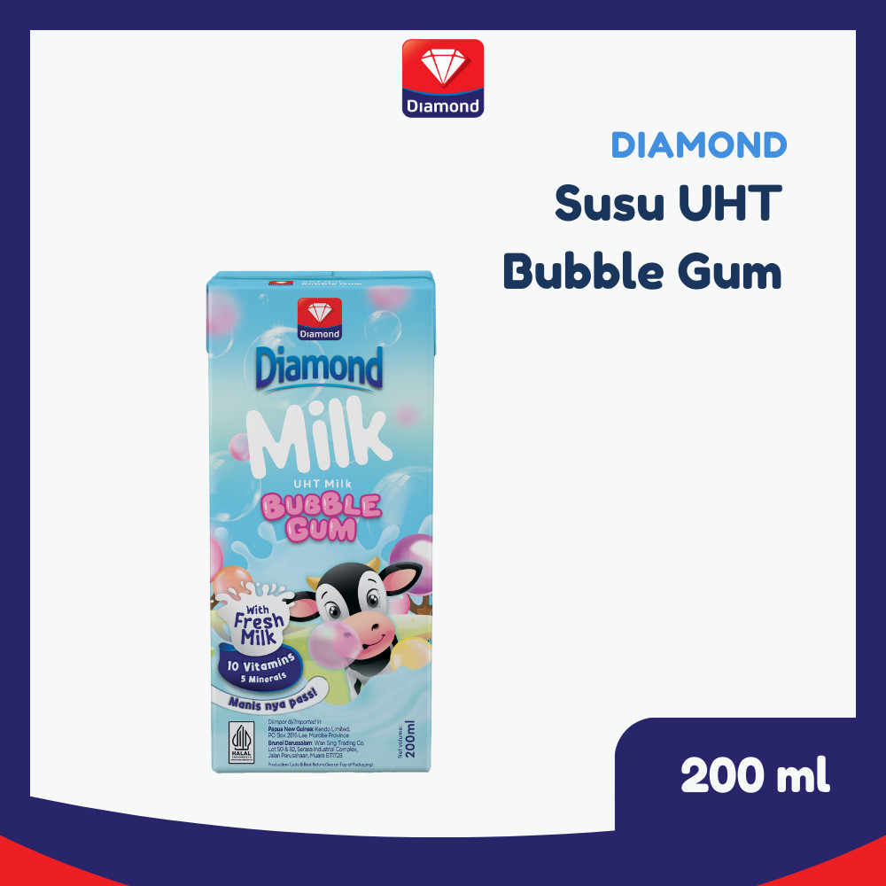 Jual Diamond Milk Susu UHT Bubble Gum 200 Ml | Shopee Indonesia