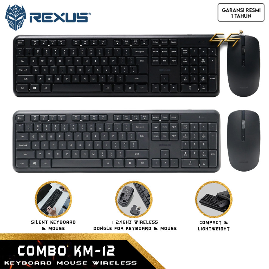 Jual Rexus KM12 KM-12 KM 12 Keyboard Mouse Wireless Combo Silent | Shopee Indonesia