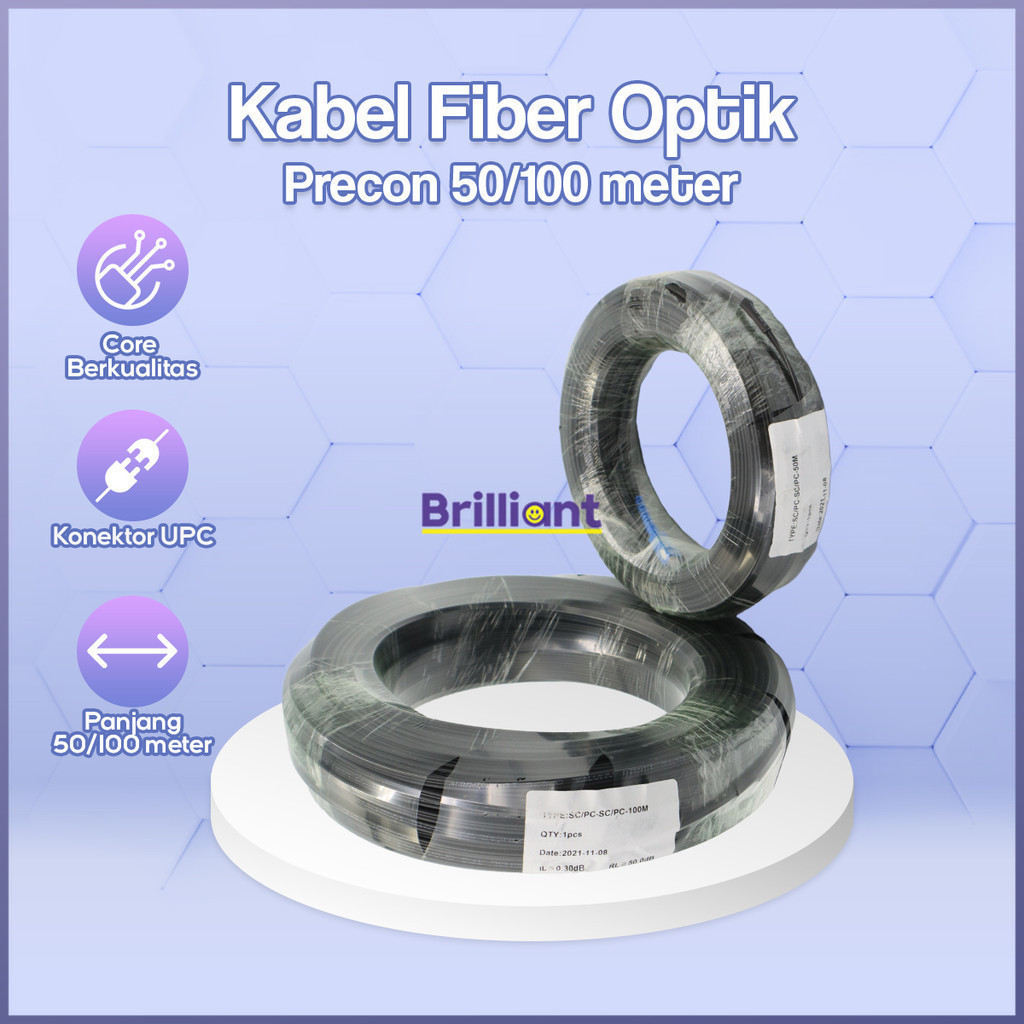 Jual Kabel ftth dropcore precon fiber optik simplex single mode 1 core 100m atau 50m 1Core ...