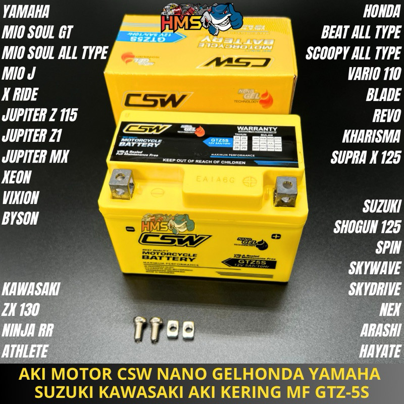 Jual DSM-AKI CSW MODEL MOTOBATT MOTOR HONDA BEAT VARIO 110 SCOOPY SUPRA X 125 REVO SPACY BLADE ...