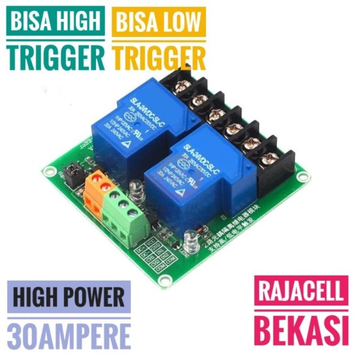 Jual AMD99 Relay module Arduino 2ch 30A Input Bisa High dan Low Active ...