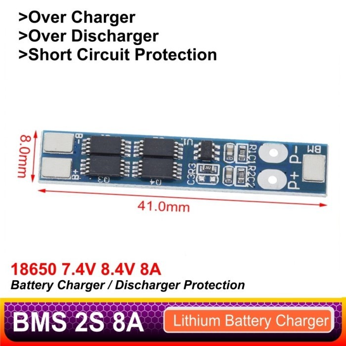 Jual Modul BMS 2S 8A Baterai Lithium Li-ion Charger Protection Modul ...