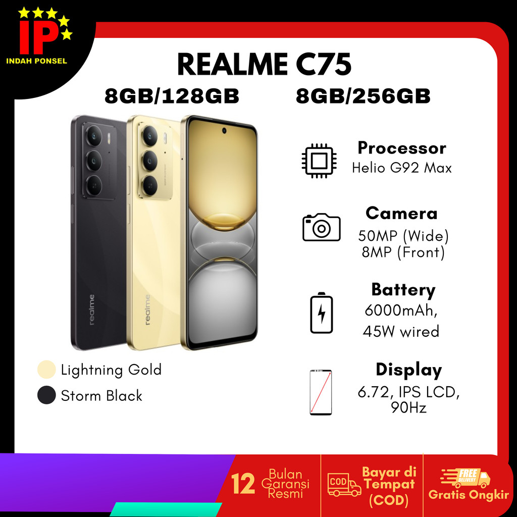 Jual REALME C75 8GB/128GB | 8GB/256GB GARANSI RESMI REALME INDONESIA | Shopee Indonesia