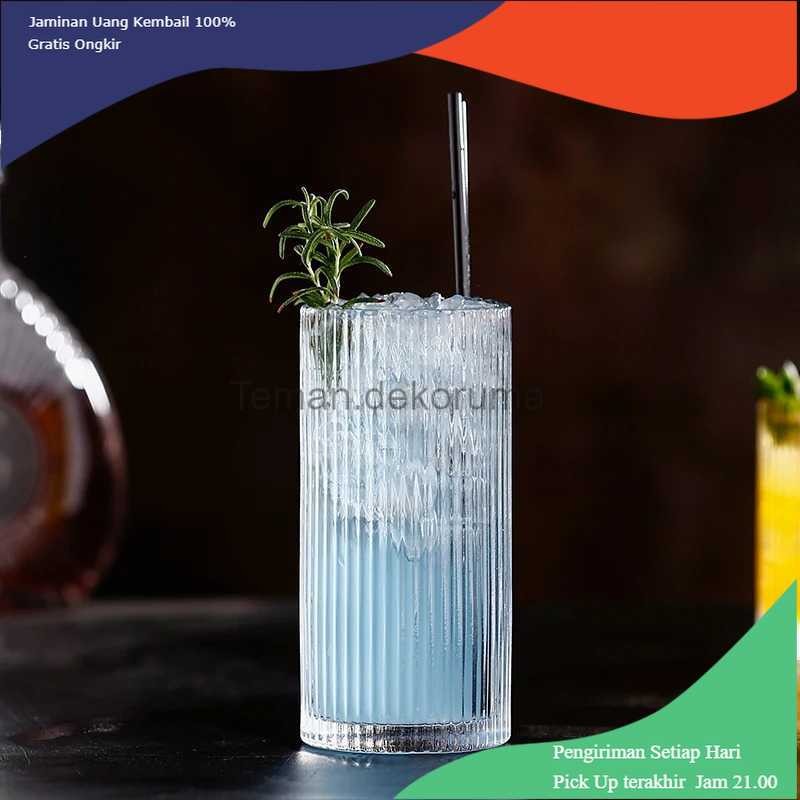 Jual TD - DPR One Two Cups Gelas Kaca Aesthetic Kopi Teh Simple Striped Glass - GR-35 | Shopee ...