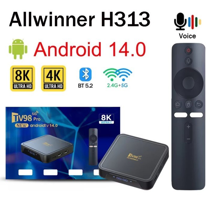 Jual Smart Android TV Box TV98 Pro Android 14 Allwinner H313 8K Video ...