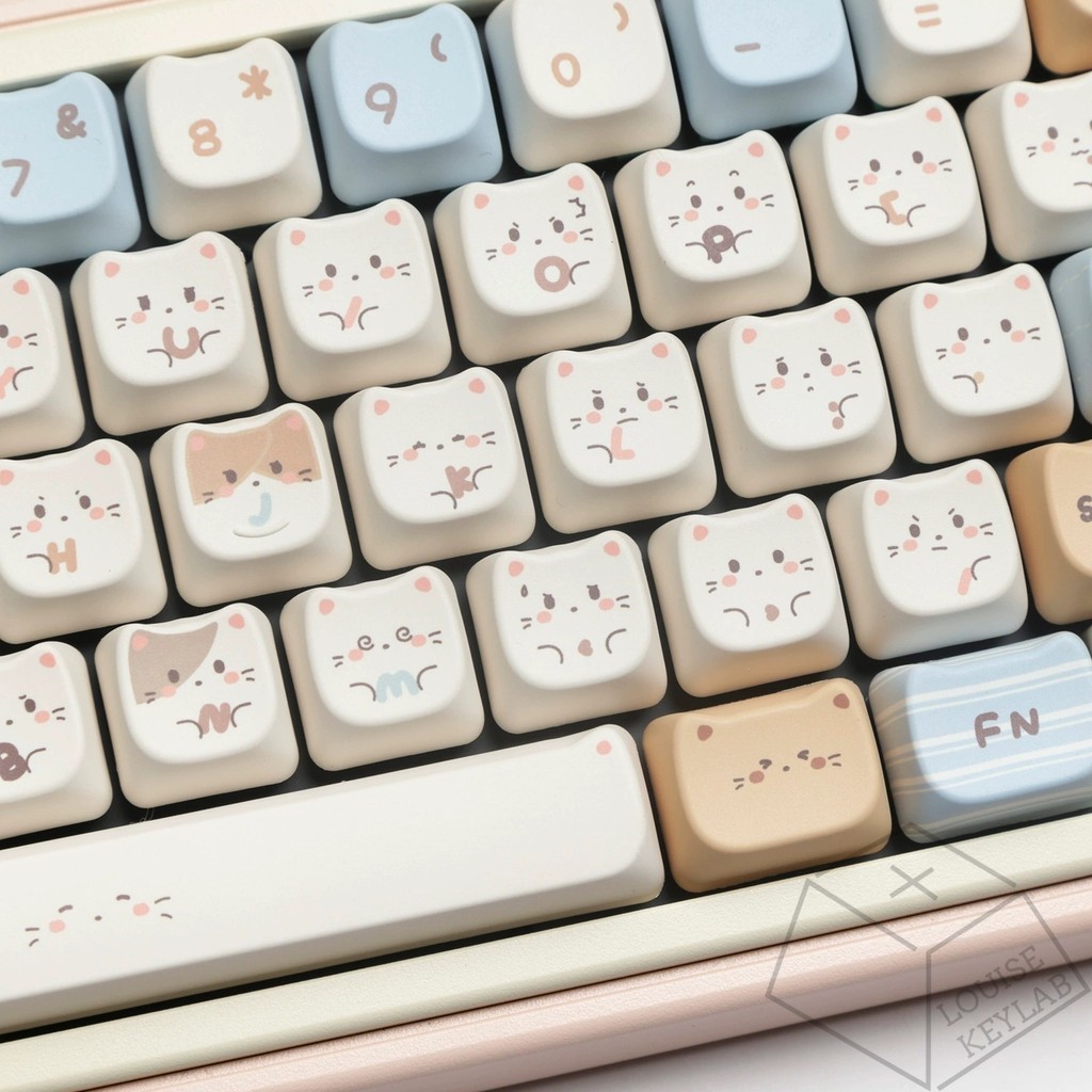 Jual Keycaps PBT Dye-sub SeaSalt kitty MAO Kuping Kucing Mechanical ...