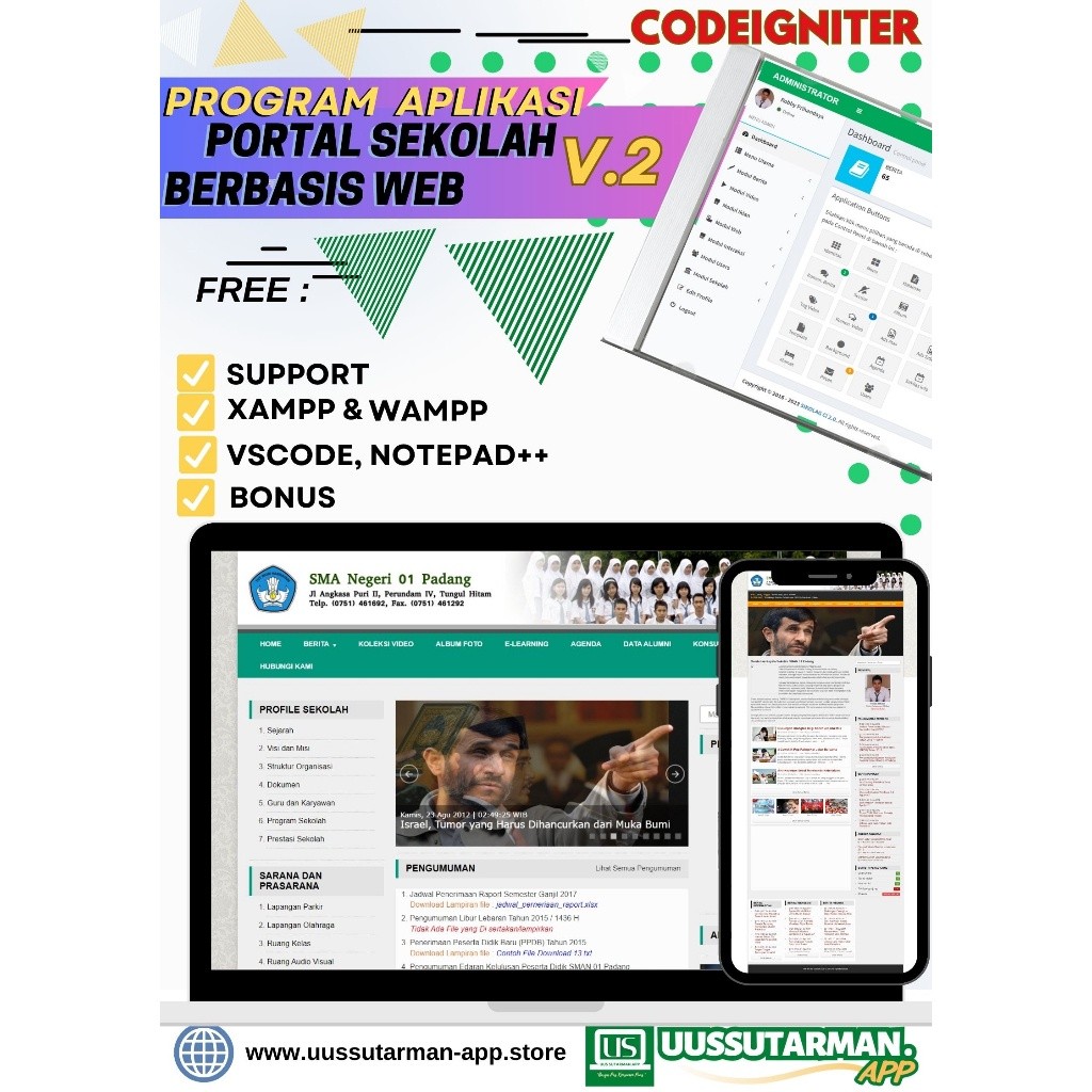 Jual Source Code Aplikasi Portal Website Sekolah Versi 2 Berbasis Codeigniter - SIKOLAG CI 2.0 ...