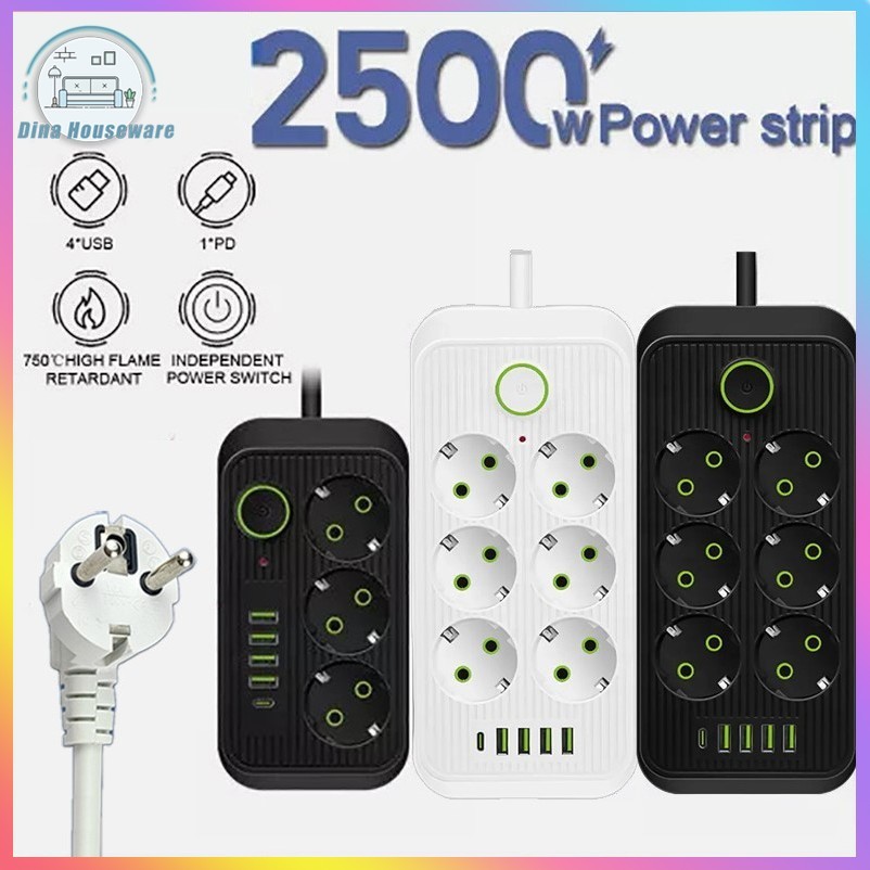 Jual 2500W Stop Kontak USB Kabel Serbaguna Multiguna Panjang 2 Meter Original Power Socket ...