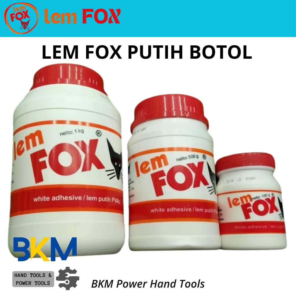 Jual LEM FOX PUTIH BOTOL PVAc 150 GR 500 GR 1 KG LEM PUTIH FOX 150GRAM ...