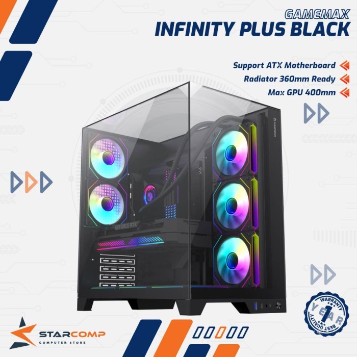 Jual GameMax INFINITY PLUS Black ATX Mid-Tower Full View Casing PC | Shopee Indonesia