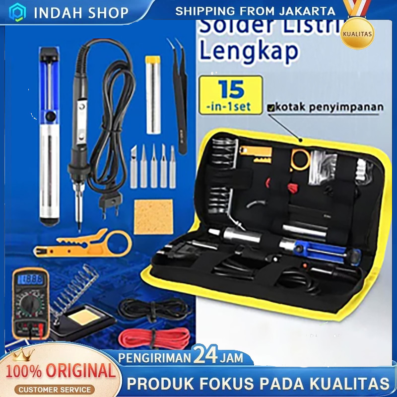 Jual Set Solder Listrik Lengkap dengan Multimeter Iron Tool Kit 220V 60W/Solder Listrik Murah ...