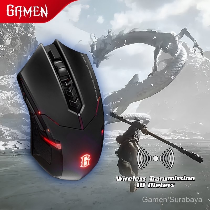 Jual GAMEN Mouse Gaming Wireless 2.4GHz Ergonomic Design GM300W Black ...